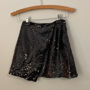 Lulus | Skirts | Nwt Lulus Dash Of Glam Black Sequin Faux Wrap High ...